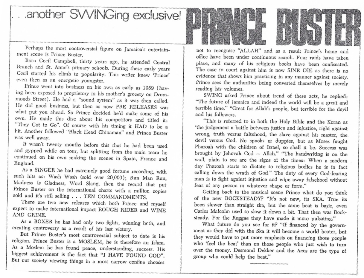 Prince Buster – Heather Augustyn